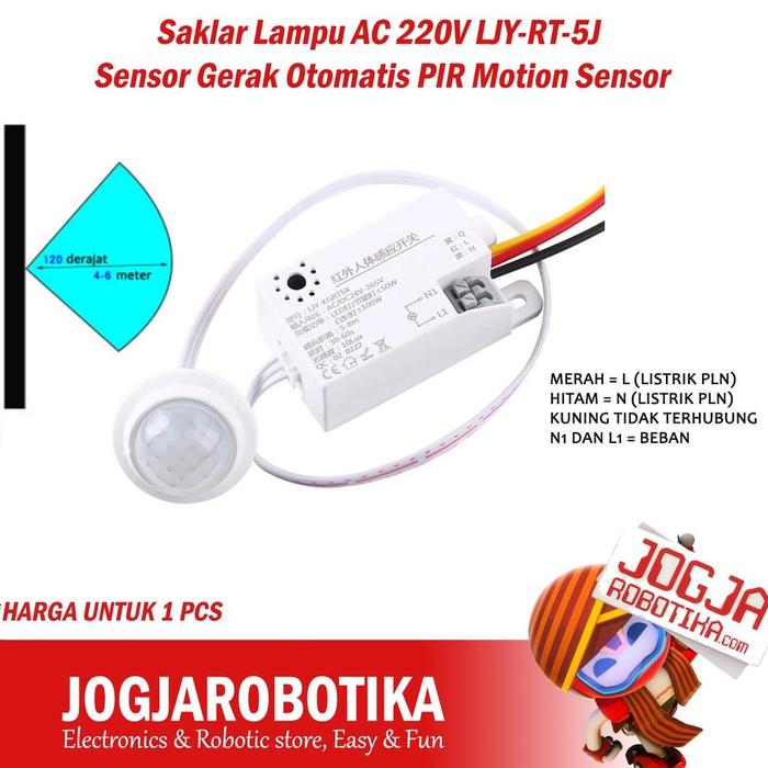 Jual Saklar Lampu AC 220V LJY-RT-5J Sensor Gerak Otomatis PIR Motion ...