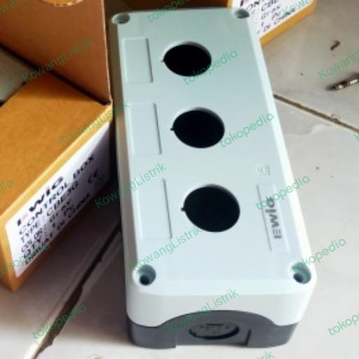 Jual Control Box Push Button EWIG 22mm 3 Lubang Abu2/Kuning (New Model ...