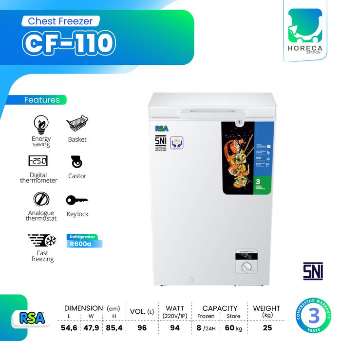 Jual RSA Chest Freezer Box 99 Liter CF-110 / CF 110 / CF110 - Jakarta ...