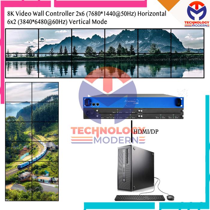 Jual 8K Video Wall Controller 2x6 6x2 U/ 12 TV Vertical & Horizontal ...