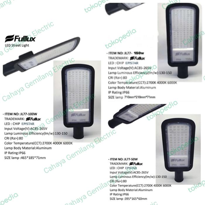 Jual kap lampu jalan led pju fullux jl77 50watt 100watt 150watt ip66 ...