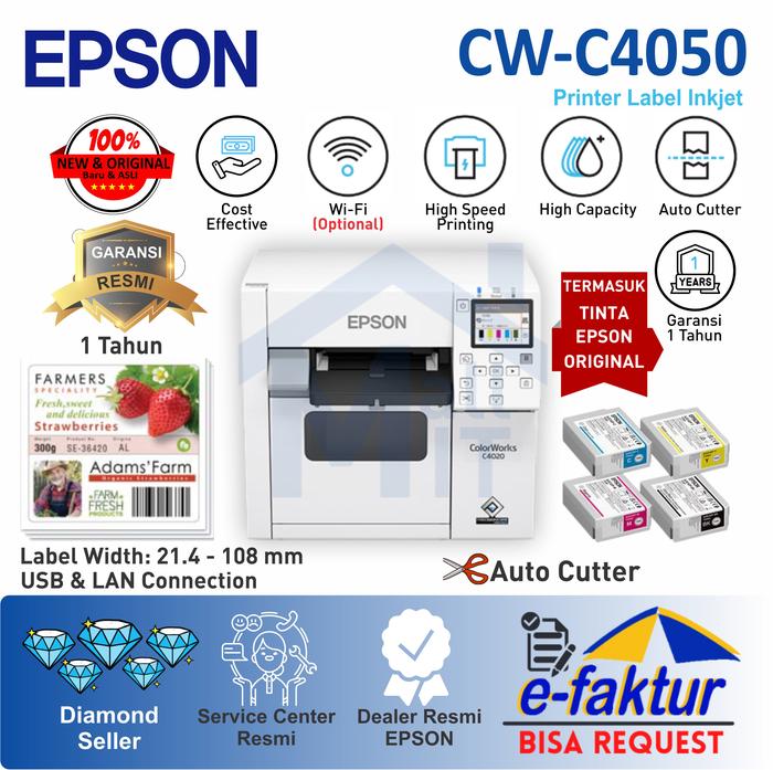 Promo Printer Label Epson ColorWork CW-C4050 C4050 Pigment pengganti ...