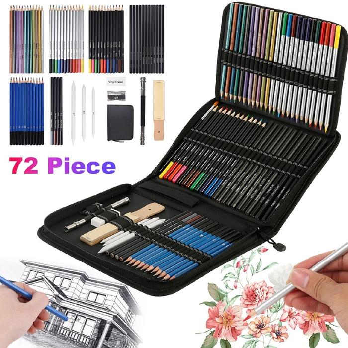 Promo 72 Pcs Sketching Pencil Set Pensil Sketsa Drawing Kit Tools Art ...