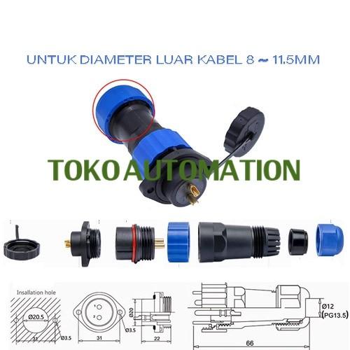 Jual SP20 2 Pin 25A Flange Plug Socket Panel Mount konektor Steker ST50 ...