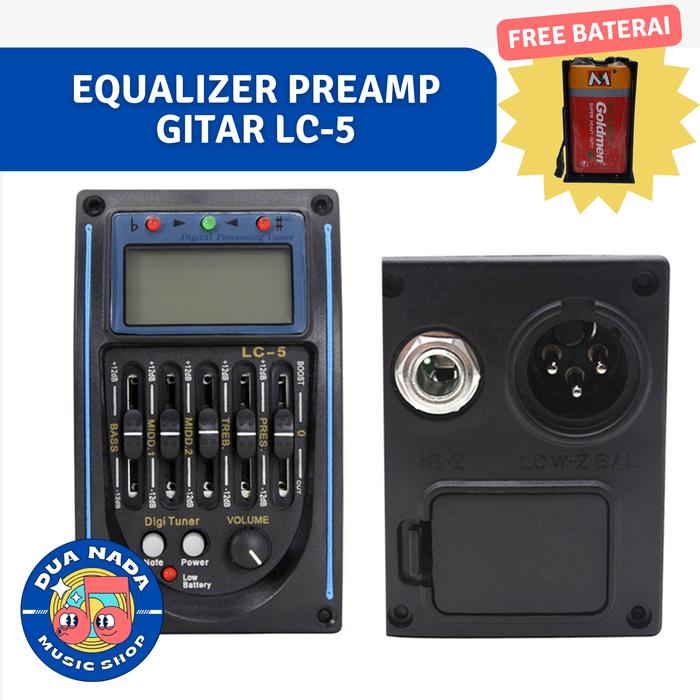 Jual Equalizer Tuner Gitar Preamp LC 5 / EQ Spul Pickup Lengkap Import ...
