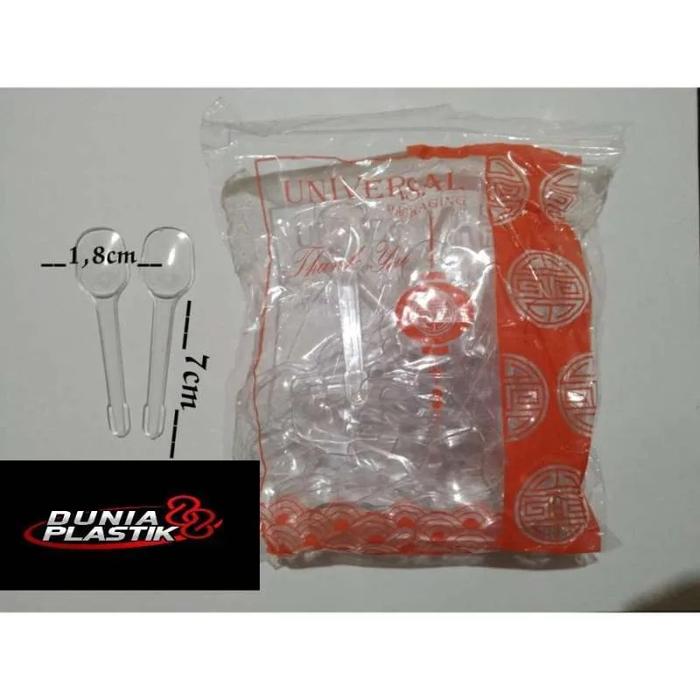 Jual @100pcs sendok STB BENING 8cm plastik kecil mini agar pudding ...
