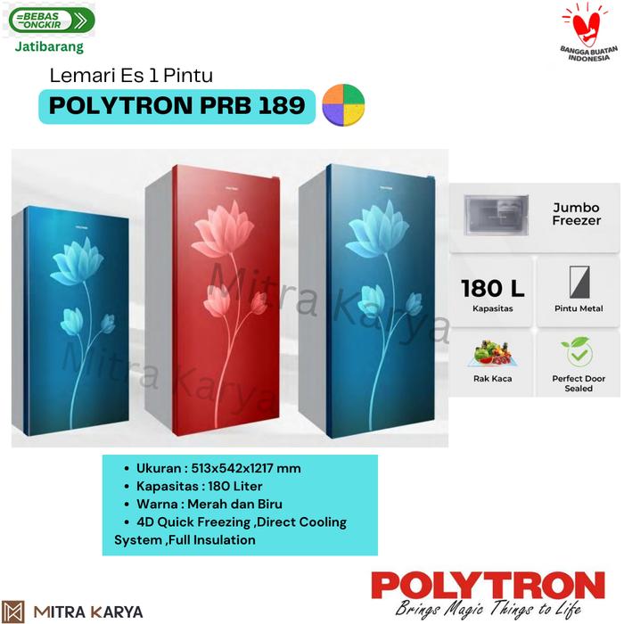 Jual Kulkas Polytron / Lemari Es 2 Pintu 180Liter PRB 189 PRB189 Metal ...