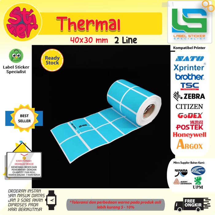 Jual LABEL STICKER BARCODE THERMAL 40X30MM ISI 1000 PCS - BIRU ...