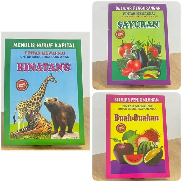 Jual PAKET 9 Buku Mewarnai Buah, Ikan, Sayuran, Burung, Binatang ...