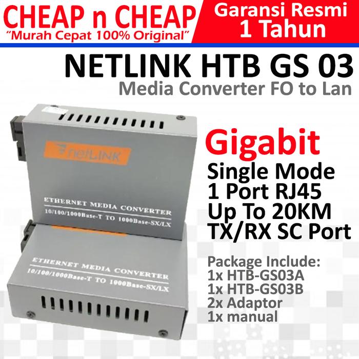 Jual Netlink HTB GS03 Gigabit Media Converter FO Lan RJ45 Fiber Optic GS03 - Kota Denpasar ...
