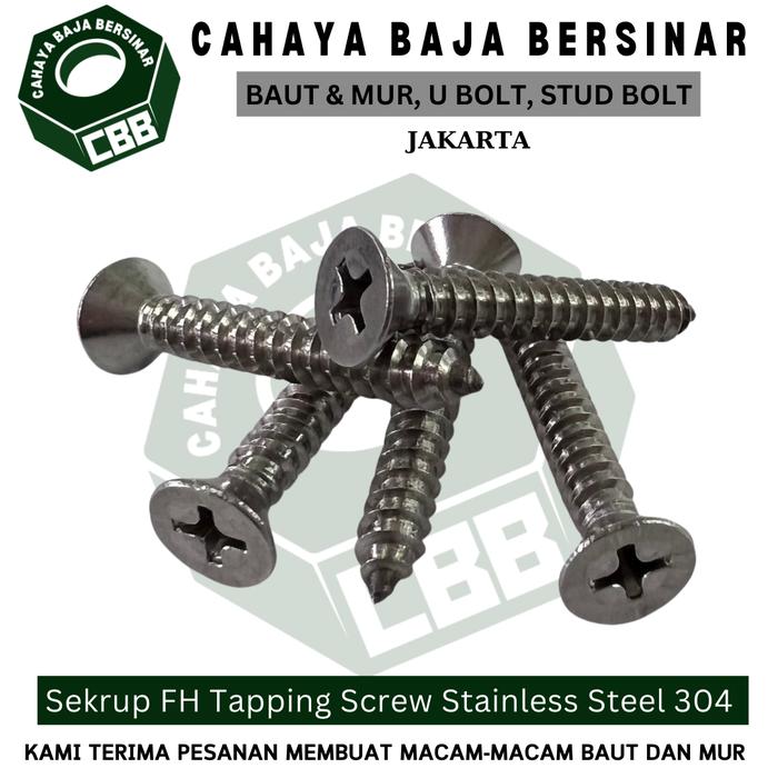 Jual Sekrup FH Tapping Screw Stainless Steel 304 M6 (#14) x 4 ...