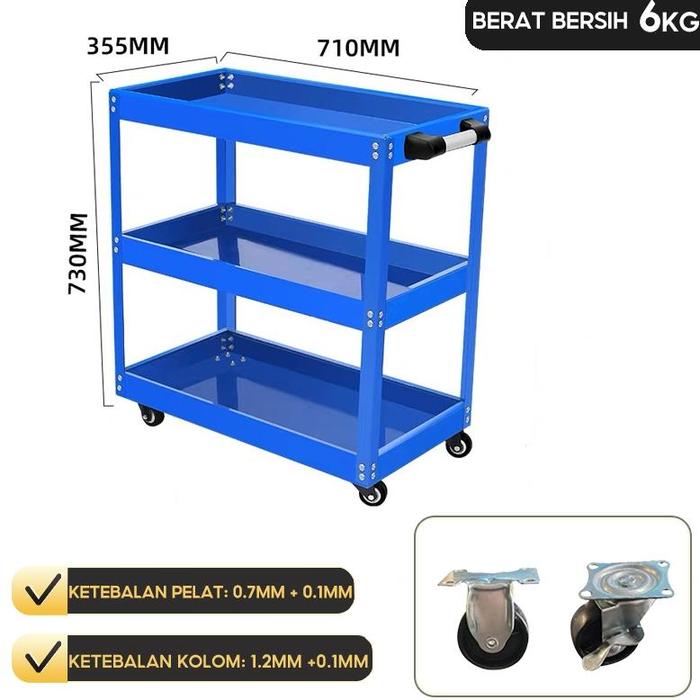 Jual Reaim Troli Bengkel Rak 3 Susun Trolly Keranjang Troli Alat ...