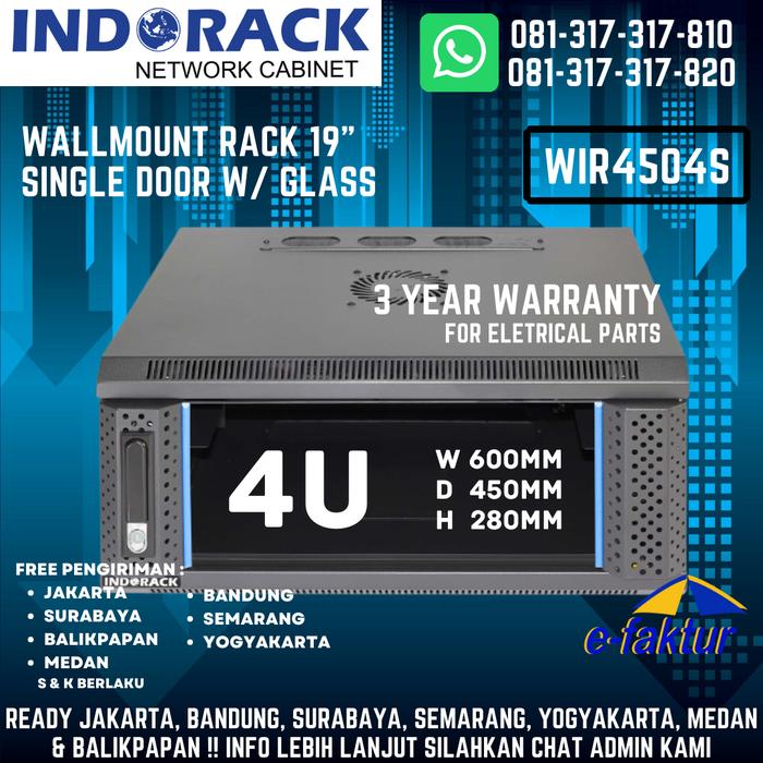 Jual INDORACK WALLMOUNT 4U DEPTH 450MM SINGLE DOOR - WIR4504S GLASS ...