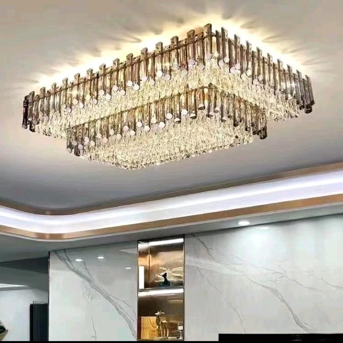 Jual Lampu gantung plafon kristal mewah modern LED double layer with ...