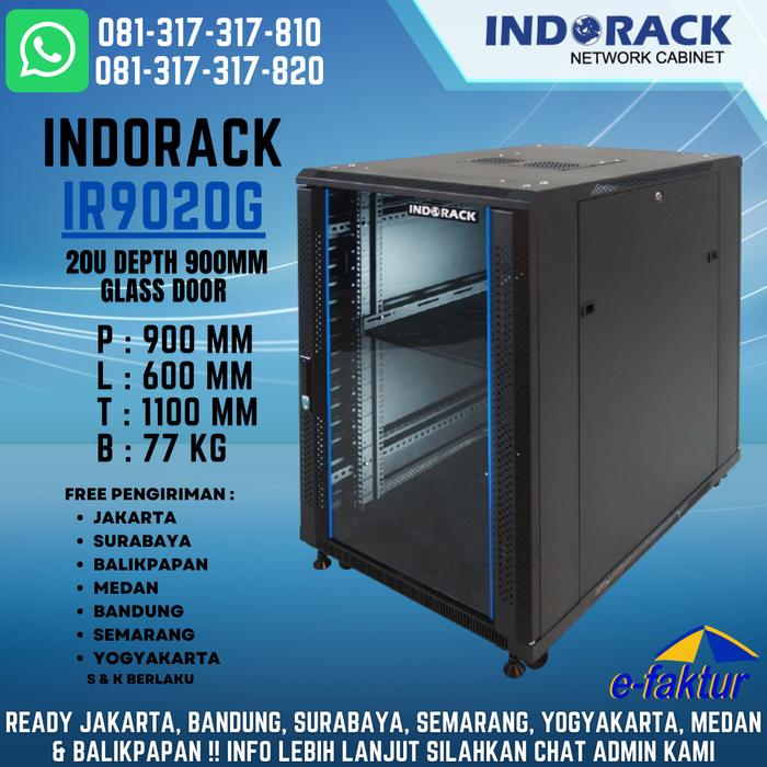 Jual INDORACK CLOSE RACK 20U DEPTH 900MM GLASS DOOR - IR9020G RACK ...
