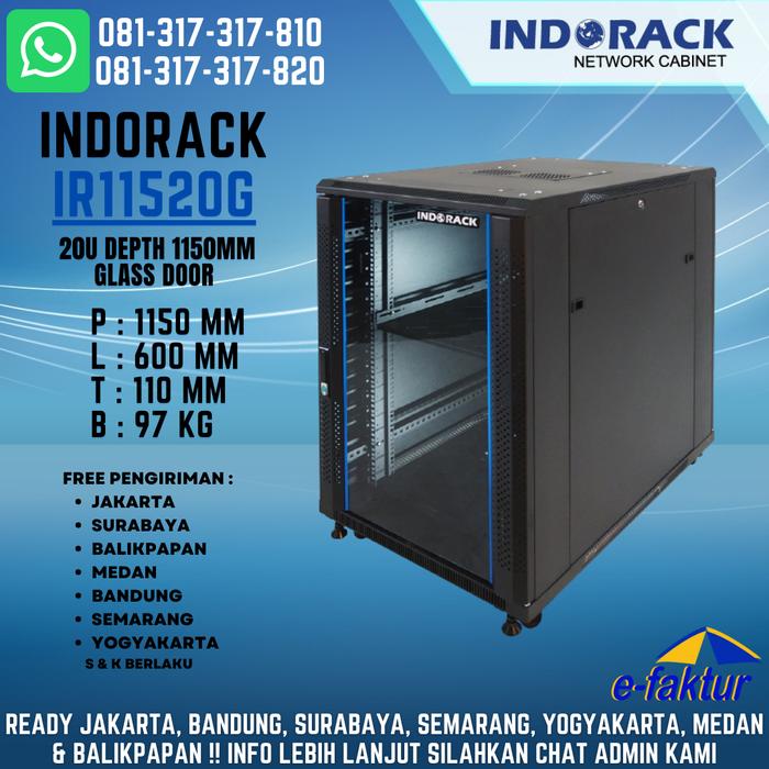 Jual INDORACK CLOSE RACK 20U DEPTH 1150MM GLASS DOOR - IR11520G RACK ...