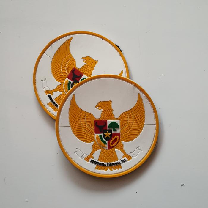 Jual patch rubber logo garuda bulat dasar putih tempelan aksessoris ...