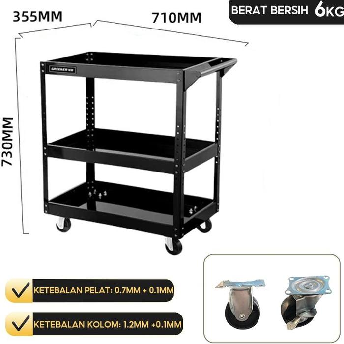 Jual Reaim Troli Bengkel Rak 3 Susun Trolly Keranjang Troli Alat ...
