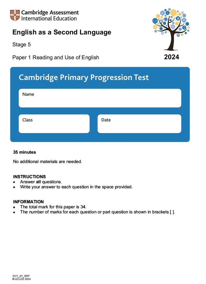 Jual Progression Test Stage 5 English (ESL) Math Science 2024 QP & Keys ...