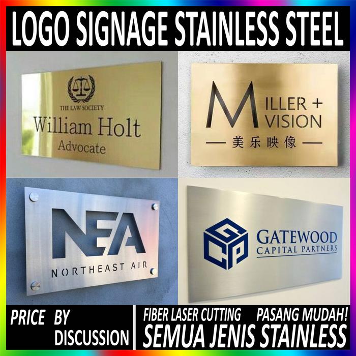 Jual Custom Papan Nama Usaha Logo Signage Stainless Steel Eksklusif ...