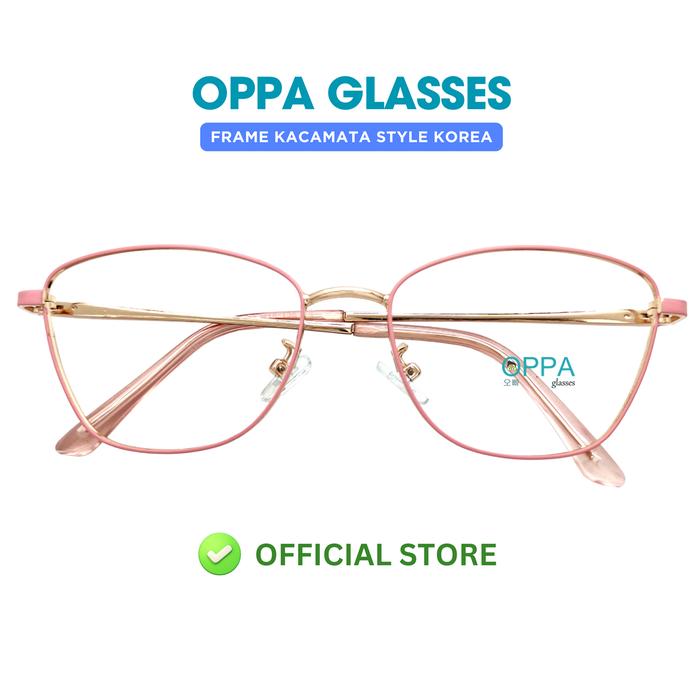 Promo Frame Kacamata Korea Wanita / Pria OPPA OP11 PK Pink Gold Square ...