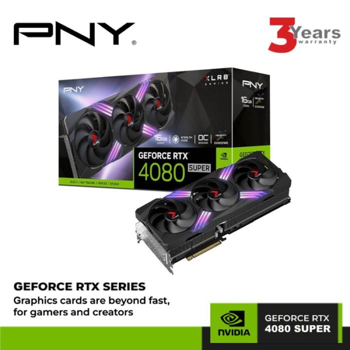 Jual PNY GEFORCE RTX 4080 SUPER XLR8 ARGB OC 16GB DDR6X 256BIT NVIDIA ...