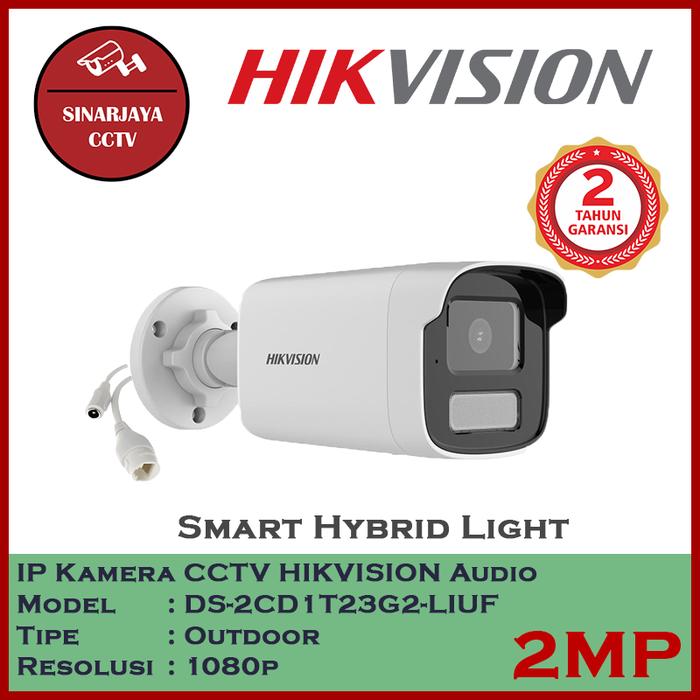 Jual IP Camera CCTV Hikvision 2MP Outdoor DS-2CD1T23G2-LIUF Audio ...