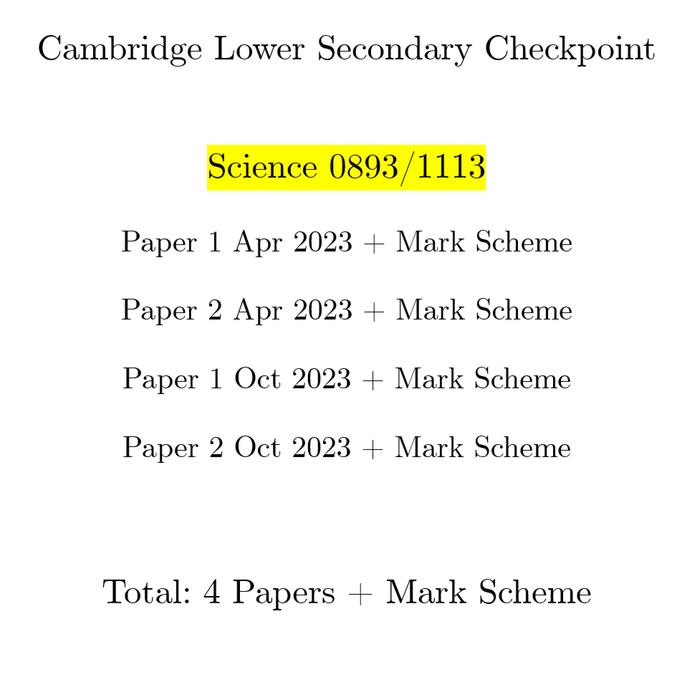 Jual Cambridge Lower Secondary Checkpoint Science 0893 Tahun 2023 ...