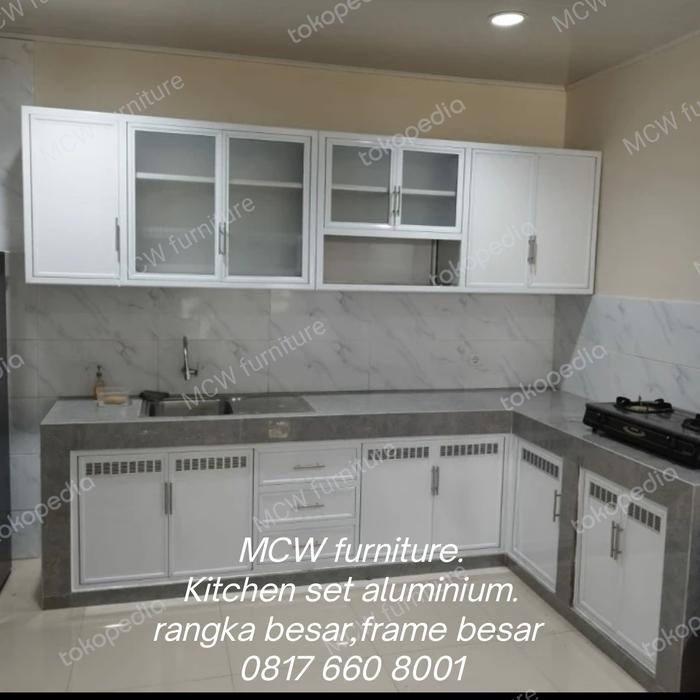 Jual CUSTOM KITCHEN SET ALUMINIUM TEBAL PUTIH MINIMALIS/HARGA PERMETER ...