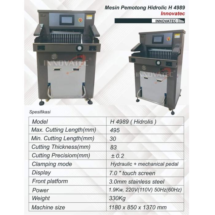 Jual Mesin Pemotong Kertas Hidrolis Digital 4989 | Mesin Percetakan ...