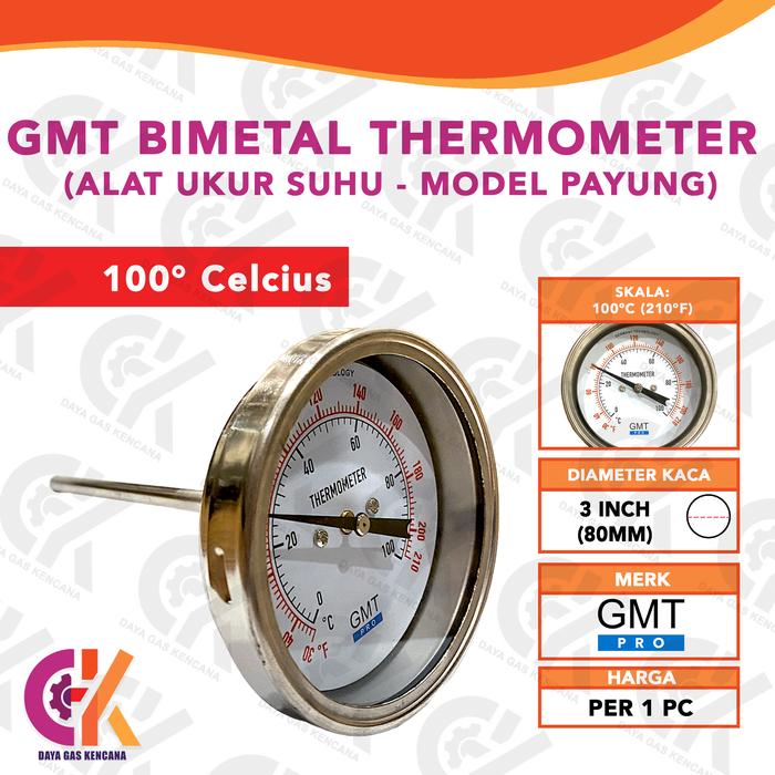 Jual GMT Thermometer Payung Bimetal Stainless Diameter 3 Inch 80mm ...