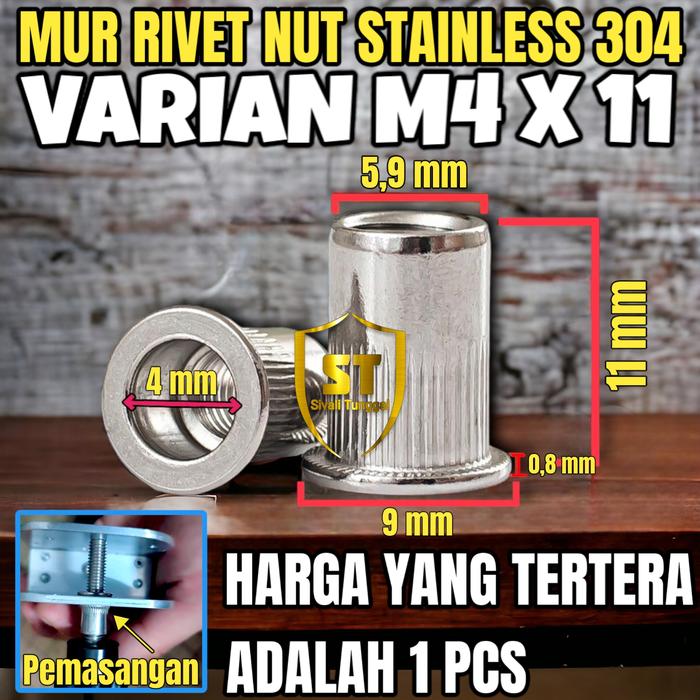 Jual RIVET NUT STAINLESS SS 304 / MUR RIVET STAINLESS / MUR FURNITURE ...