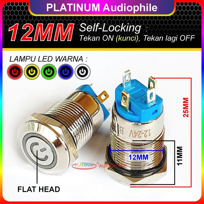 Jual Saklar On Off Stainless Lampu Metal Push Button Switch 12mm 16mm ...