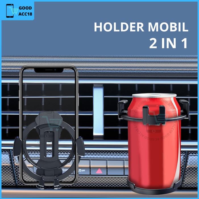 Promo Holder Hp Mobil Ventilasi AC Universal 2 In 1 Car Cup Holder ...