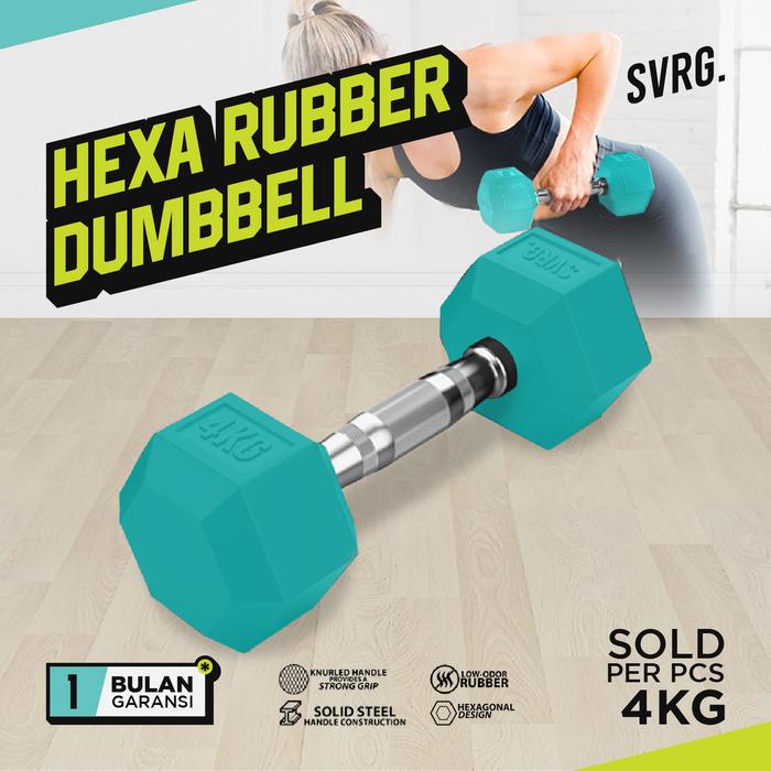 Promo SVRG Hexagonal Dumbbell Turquoise - Rubber Dumbbell Dumble ...