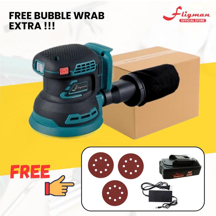 Promo Mesin Amplas Baterai Orbital Sander 5 inch Polisher Waxing ...