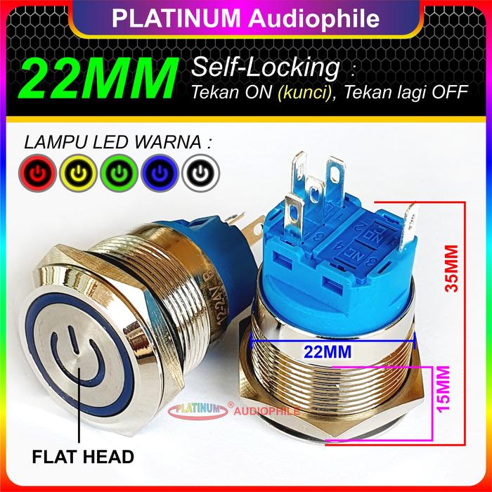 Jual Saklar On Off Stainless Lampu Metal Push Button Switch 12mm 16mm ...