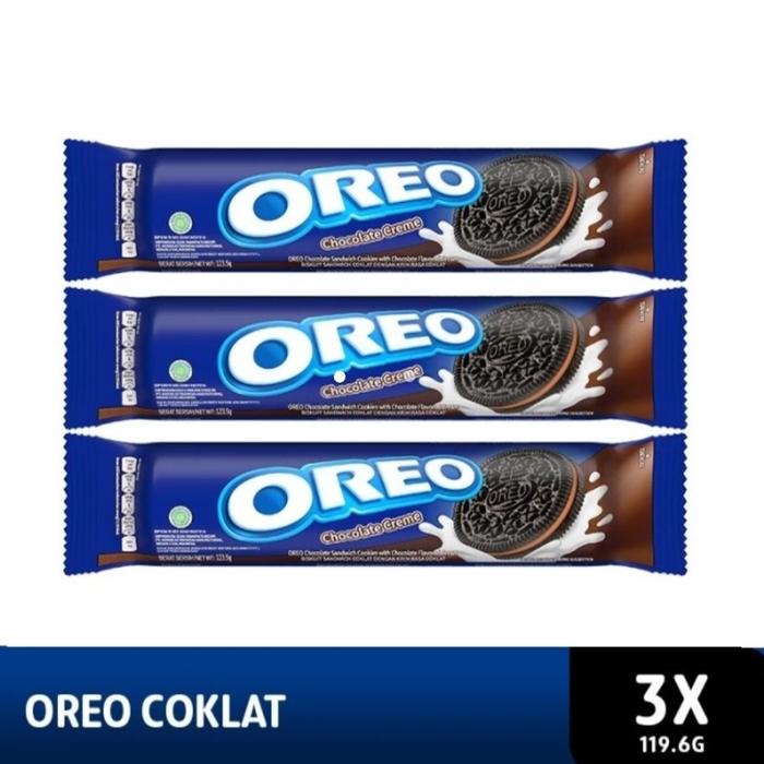 Jual 3x Oreo Biskuit Coklat Cream 119.6 gr / Biskuit Wafer Oreo Coklat ...