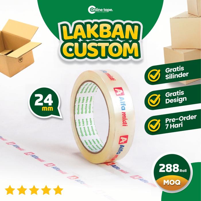 Jual Cetak Lakban Custom Printing 24 MM X 80 YARD X 45 MIC 2 Warna ...