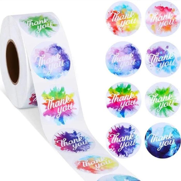 Jual stiker label kue sticker label thank you - 1 roll isi 500 pcs PART ...