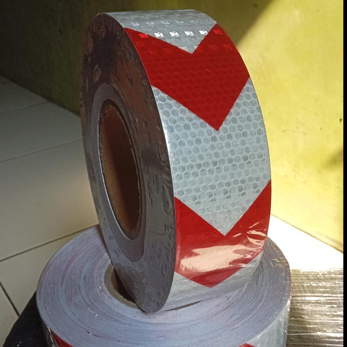 Jual Stiker reflektif police line 2inc x 45mtr scotlite panah merah ...