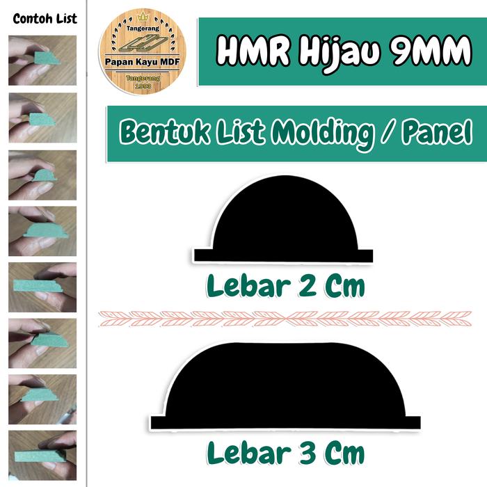 Jual Lis Kayu Wall Moulding Dinding Lebar 2 - 3 Cm HMR ( MDF HIJAU ) PREMIUM List DIY Board ...