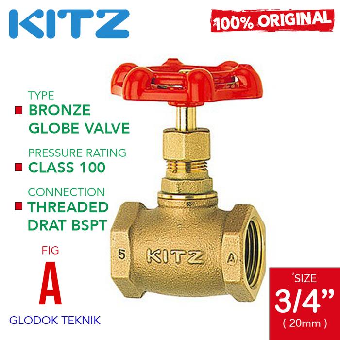 Jual KITZ Stop Kran Globe Valve 3/4 " KITZ Class 100 Bronze Fig A ...