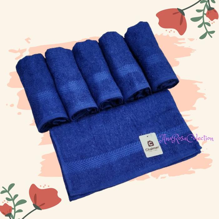 Jual Handuk muka katun chalmer size 30 cm x 70 cm - signature biru ...
