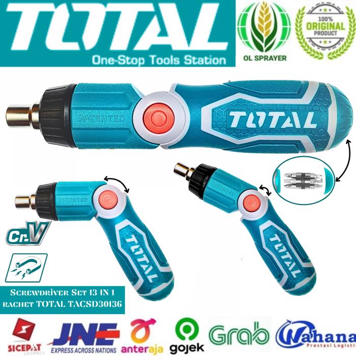 Jual TOTAL 13 IN 1 Obeng | Set Obeng set 13 IN 1 Ratchet Screwdriver ...