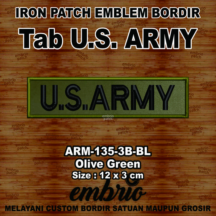 Jual ARM-135-3B-BL Patch US ARMY tab emblem bordir nametag u.s ...