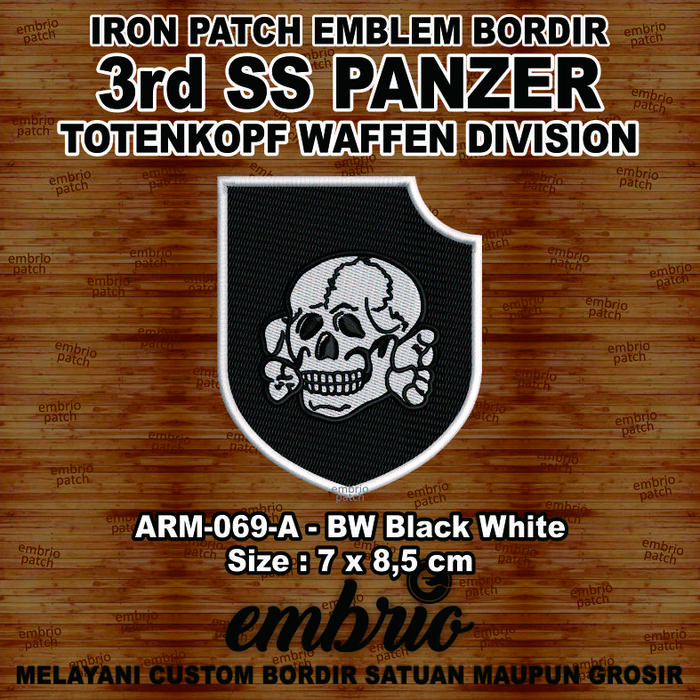 Jual ARM-069 Patch 3rd SS Panzer Totenkopf Division Tropical Skull Schutzstaffel Waffen Germany ...