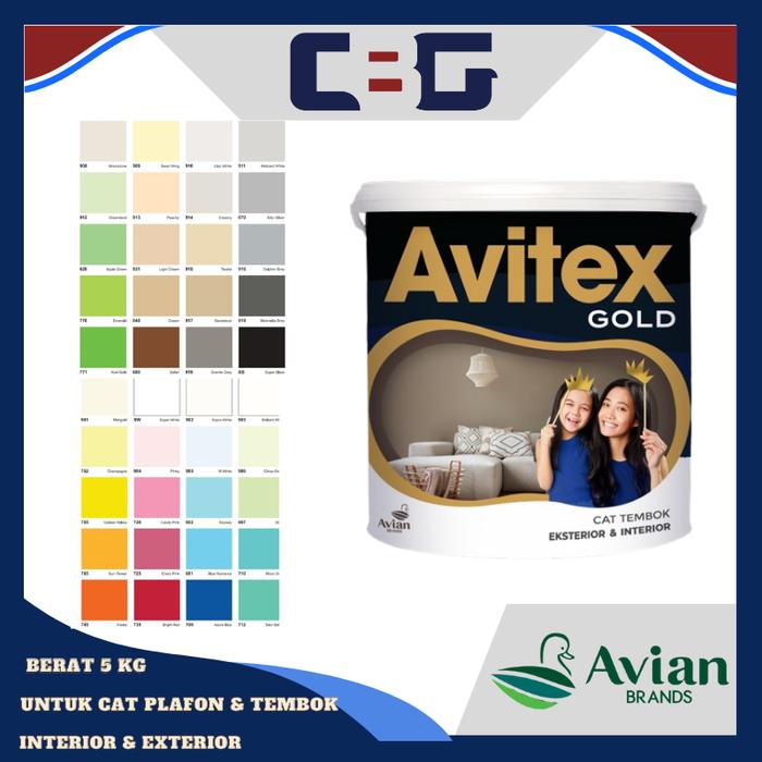 Jual AVITEX GOLD CAT TEMBOK INTERIOR & EXTERIOR 5 KG AVIAN - Jakarta ...
