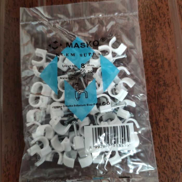 Jual klem kabel masko supra 8mm paku beton klip kabel cable clips 8 mm ...