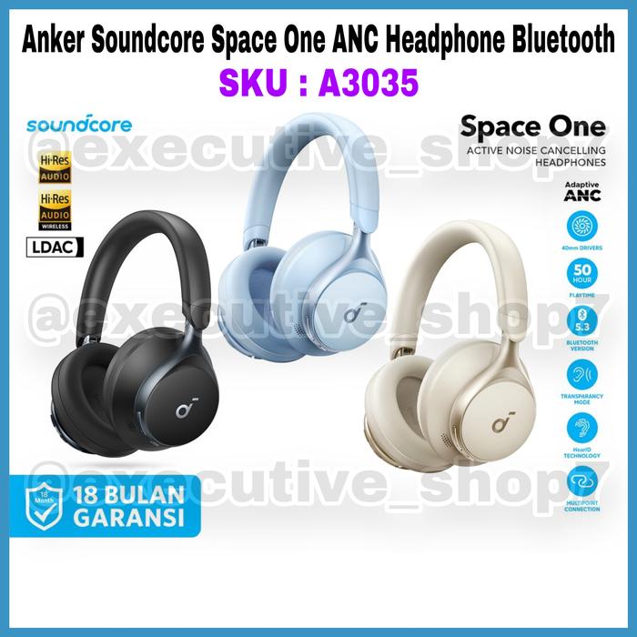 Jual Anker Soundcore Space One ANC Headphone Bluetooth - SKU : A3035 - Garansi Resmi 18 Bulan ...